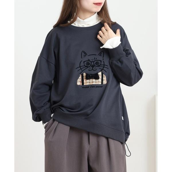 ZOZO問い合わせ番号:100723679ショップ:FUNALIVE，ファンアライブブランド:Quelle Chance，ケルシャンス，FUNALIVE，ファンアライブ商品名:猫ツィード長袖 プルオーバーカテゴリ:トップス>Tシャツ/...