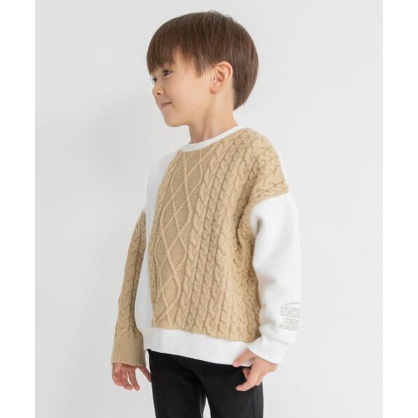 『タイムセール実施中』ZOZO問い合わせ番号:100754594ショップ:branshes，ブランシェスブランド:branshes，ブランシェス商品名:【あったか】ケーブルニット切替裏起毛トレーナーカテゴリ:トップス>スウェットブラン...