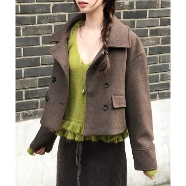 ZOZO問い合わせ番号:100755683ショップ:Ulysses，ユリシスブランド:semplice，センプリチェ商品名:ダブルブレスクルーネックショートコートカテゴリ:ジャケット/アウター>その他アウターブランド品番:BSTM08...