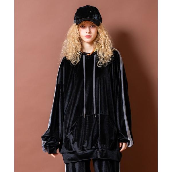 『タイムセール実施中』ZOZO問い合わせ番号:100817334ショップ:ankoROCK，アンコロックブランド:a.p.o.v.，エーピーオービー商品名:a.p.o.v. シャイニーストレッチベロアアームラインオーバーサイズプルオーバーパ...