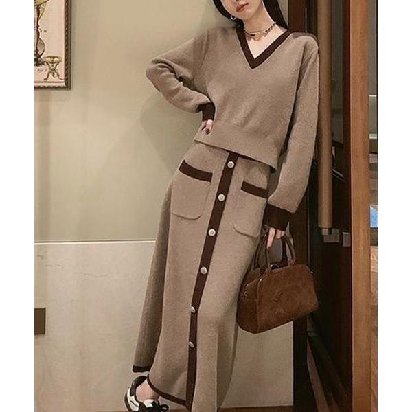 『タイムセール実施中』ZOZO問い合わせ番号:100818107ショップ:me Jane，ミージェーンブランド:GLAMOROUS JANE，グラマラスジェーン，meJane，ミージェーン商品名:配色ニットトップス×ロングスカート　2点セッ...