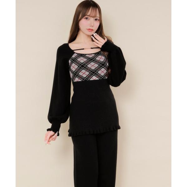 『セール実施中』ZOZO問い合わせ番号:100850337ショップ:eMutille，エミュティーユブランド:eMutille，エミュティーユ商品名:【SET ITEM】front charm knit setup / フロントチャームニッ...