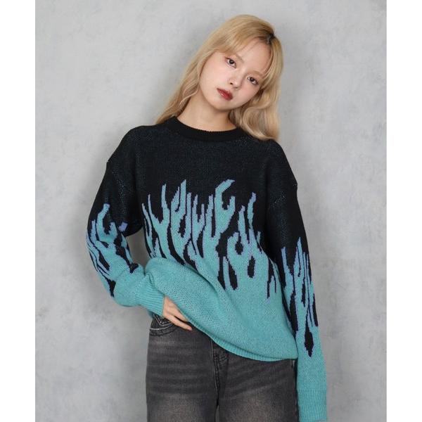 『セール実施中』ZOZO問い合わせ番号:100851622ショップ:RiNc，リンクブランド:BARELY BLUE，ベアリーブルー，RiNc，リンク商品名:【 BARELY BLUE / ベアリーブルー 】 フレイム グラデーション ニッ...