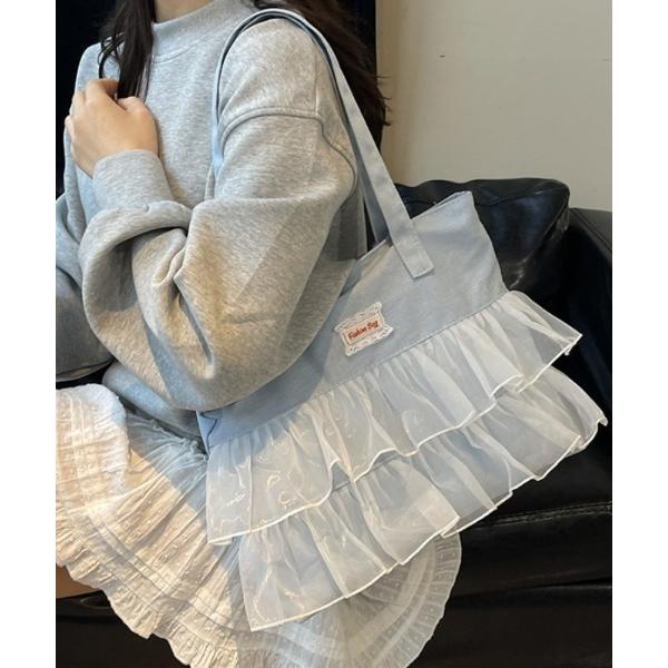 『セール実施中』ZOZO問い合わせ番号:100858180ショップ:Bonjour Sagan，ボンジュールサガンブランド:LAC-VERT，ラック・ヴェール，Bonjour Sagan，ボンジュールサガン商品名:シアーフリルトートバッグカ...