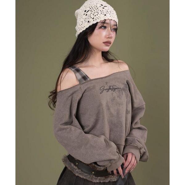 『セール実施中』ZOZO問い合わせ番号:100884302ショップ:WEGO，ウィゴーブランド:DISPARK，ディスパーク，WEGO，ウィゴー商品名:DISPARK/チェックワンショルダースウェットカテゴリ:トップス>スウェットブラ...