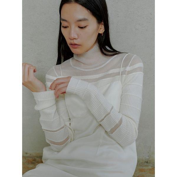 ZOZO問い合わせ番号:100884486ショップ:MIESROHE，ミースロエブランド:MIESROHE，ミースロエ商品名:【MASH BLACK FRIDAY限定】シアー切り替えRIBタートルNTカテゴリ:トップス>ニット/セータ...