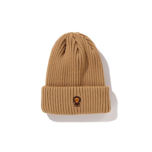 ZOZO問い合わせ番号:100897635ショップ:A BATHING APE，ア ベイシング エイプブランド:A BATHING APE，アベイシングエイプ商品名:BABY MILO ONE POINT KNIT CAPカテゴリ:帽子&g...