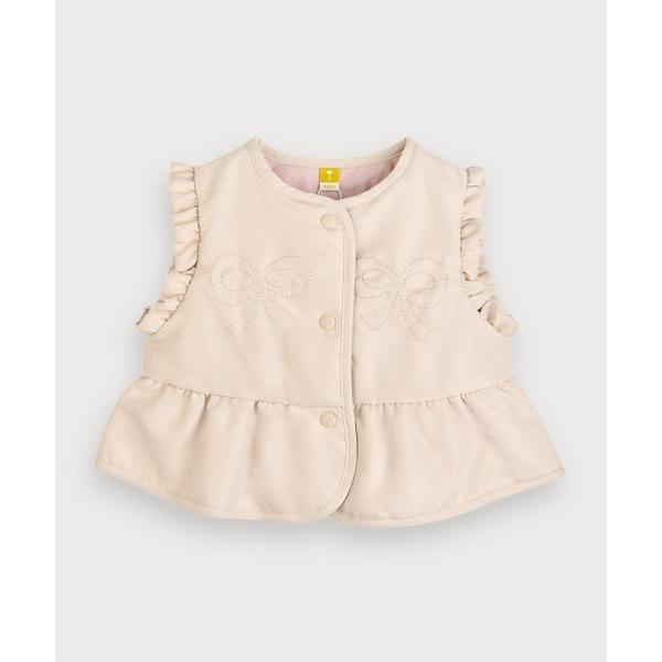 『セール実施中』ZOZO問い合わせ番号:100929806ショップ:moimoln，モイモルンブランド:moimoln，モイモルン商品名:フリルリボン軽量パデットベストカテゴリ:トップス>ベストブランド品番:M254VEB28P素材:...