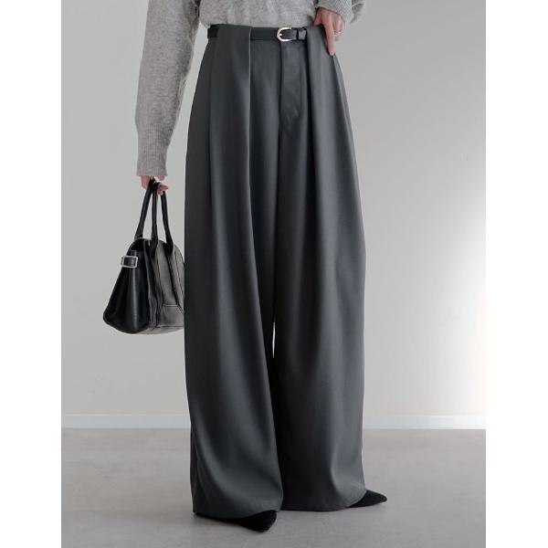 『タイムセール実施中』ZOZO問い合わせ番号:100934456ショップ:Re:EDIT，リエディブランド:Re:EDIT，リエディ商品名:[低身長/高身長サイズ有]タックベルトループデザインワイドパンツカテゴリ:パンツ>スラックスブ...