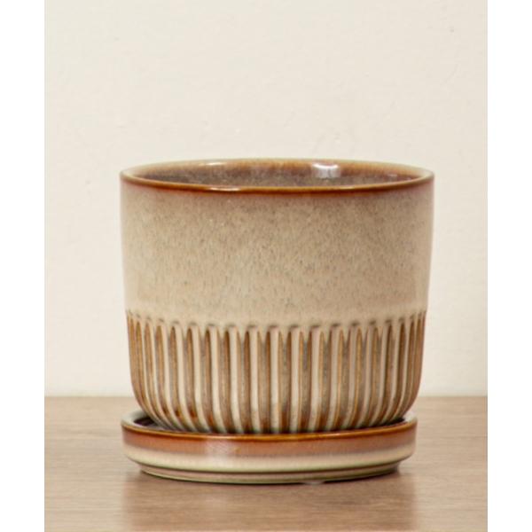 ZOZO問い合わせ番号:100934515ショップ:Million Carats，ミリオンカラッツブランド:MILLION CARATS，ミリオンカラッツ商品名:艶のグラデが大人映えするストライプ調ポット。植物の表情を美しく引き立てる上品カ...