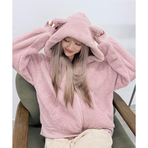 ZOZO問い合わせ番号:100934917ショップ:SILVER BULLET，シルバーバレットブランド:DAESE TOKYO，デセトウキョウ商品名:ぷっくり耳付き。ねこ耳ファー起毛パーカー(単品販売)カテゴリ:ルームウェア>ルーム...