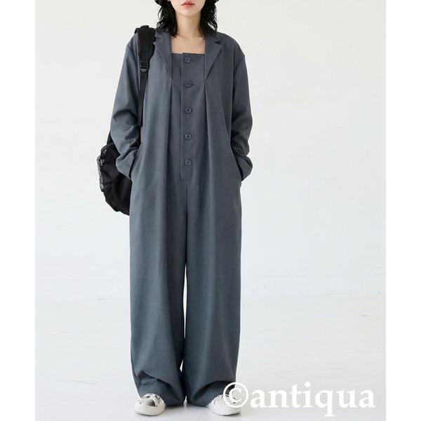 ZOZO問い合わせ番号:100934923ショップ:antiqua，アンティカブランド:antiqua，アンティカ商品名:テーラードカラー オールインワンカテゴリ:オールインワン・サロペット>つなぎ/オールインワンブランド品番:PK-...