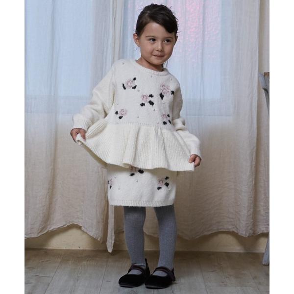 『タイムセール実施中』ZOZO問い合わせ番号:100974626ショップ:petit main，プティマインブランド:petit main，プティマイン商品名:【フワもちっと/リンク】お花パールニットスカート＜セットアップ対応＞カテゴリ:ス...