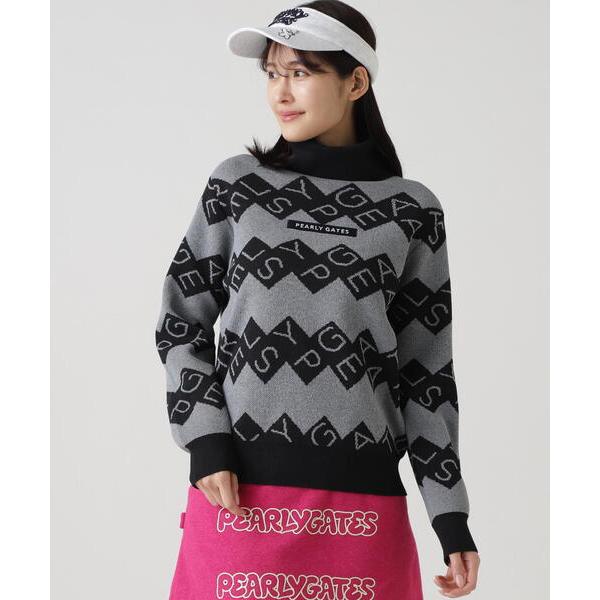 ZOZO問い合わせ番号:100976599ショップ:the HOUSE，ザハウスブランド:PEARLY GATES，パーリーゲイツ商品名:【PEARLY GATES】ダブルJQロゴギザボーダー柄タートルネックニットプルオーバーカテゴリ:トッ...