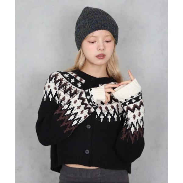 『セール実施中』ZOZO問い合わせ番号:100976815ショップ:RiNc，リンクブランド:BARELY BLUE，ベアリーブルー，RiNc，リンク商品名:【 BARELY BLUE / ベアリーブルー 】クロップド ノルディック ニット...