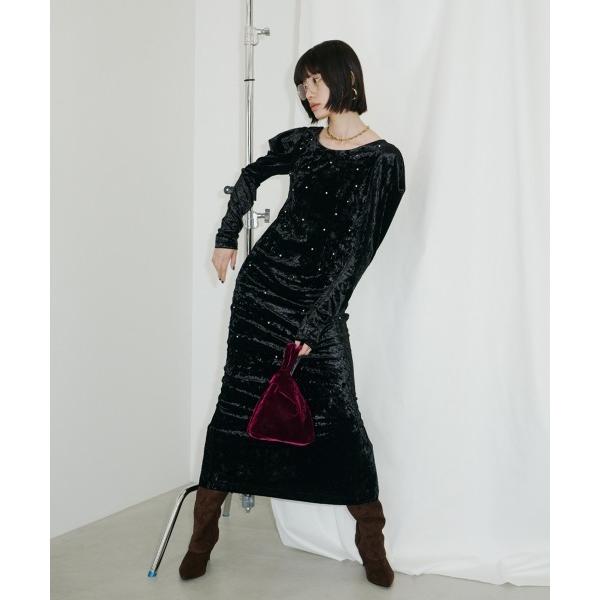 ZOZO問い合わせ番号:100977158ショップ:ANDRESD，アンドレスドブランド:ANDRESD，アンドレスド商品名:パールグロウベロアドレス / pearl glow velour dressカテゴリ:ワンピース/ドレス>ド...