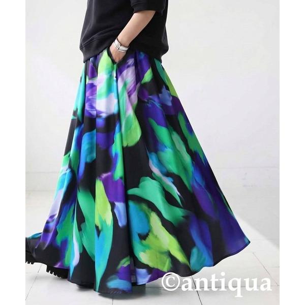 ZOZO問い合わせ番号:100978055ショップ:antiqua，アンティカブランド:antiqua，アンティカ商品名:アート柄 フレア ロングスカートカテゴリ:スカート>スカートブランド品番:PY-00823素材:表地：ポリエステ...