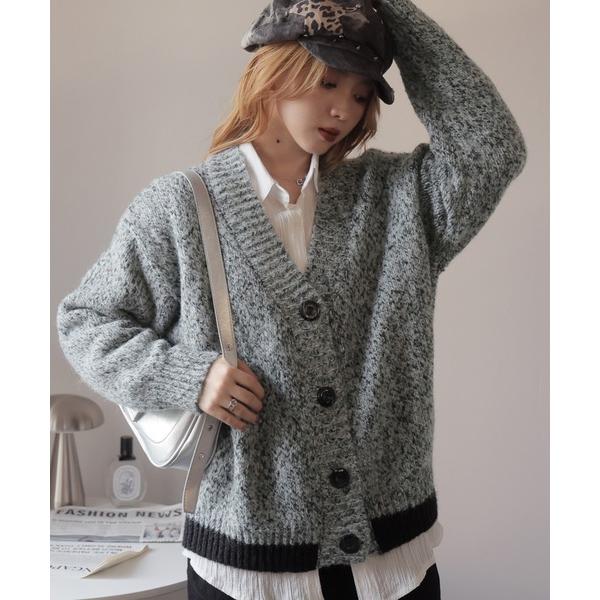 『タイムセール実施中』ZOZO問い合わせ番号:100978341ショップ:Ulysses，ユリシスブランド:Ulysses，ユリシス商品名:バイカラーメランジVネックニットカーディガンカテゴリ:トップス>カーディガン/ボレロブランド品...