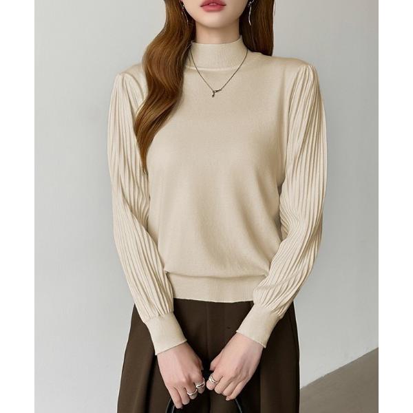 『タイムセール実施中』ZOZO問い合わせ番号:100979470ショップ:Ada.，エイダブランド:COCOMOMO，ココモモ商品名:プリーツスリーブニット ハイネック ニット 長袖 プリーツ袖 ボリューム袖 オフィスカジュアル きれいめ ...