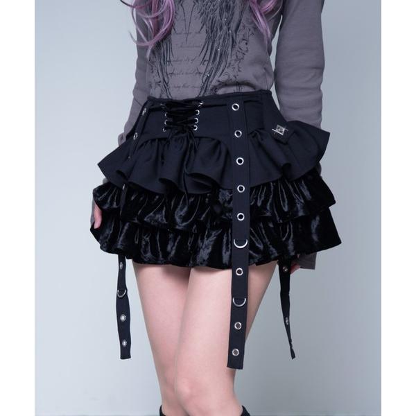 ZOZO問い合わせ番号:100979717ショップ:A'GEM/9 × .kom，エージェムナインブランド:REFLEM，レフレム商品名:『REFLEM/レフレム』ベロアフリルスカートカテゴリ:スカート>スカートブランド品番:RF26...