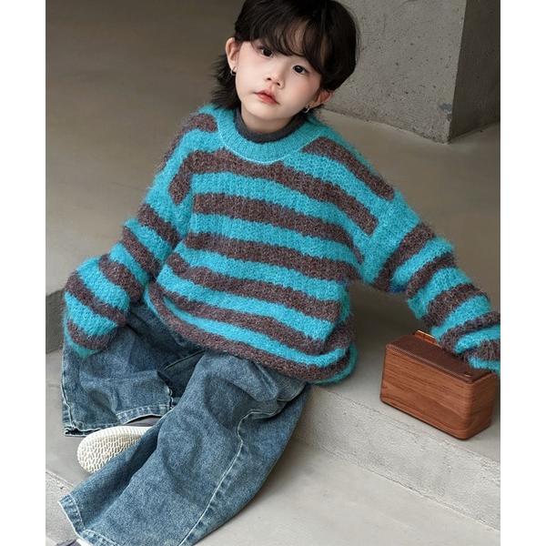 『タイムセール実施中』ZOZO問い合わせ番号:100979868ショップ:aimoha，アイモハブランド:aimoha，アイモハ商品名:【aimoha-KIDS-】キッズ ボーダーニットプルオーバーカテゴリ:トップス>ニット/セーター...