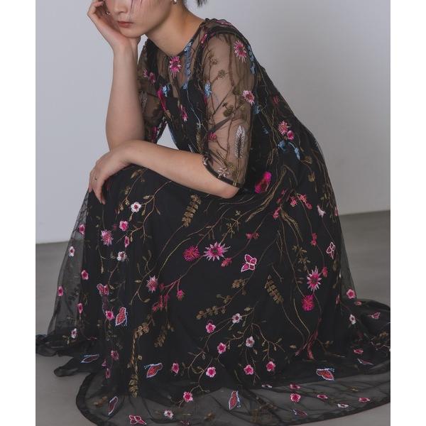 『タイムセール実施中』ZOZO問い合わせ番号:100985467ショップ:ANDRESD，アンドレスドブランド:Rose of Sharon，ローズオブシャロン商品名:花柄刺繍シアードレスカテゴリ:ワンピース/ドレス>ドレスブランド品...