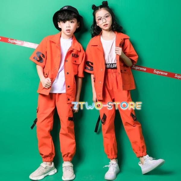 爆買セット内容：シャツORパンツカラー：オレンジ素材：ポリエステル/その他サイズ：110-120-130-140-150-160-170-180cm120cm：着丈：50cm　バスト：82cm　ヒップ：90cm　パンツ丈：70cm　130c...