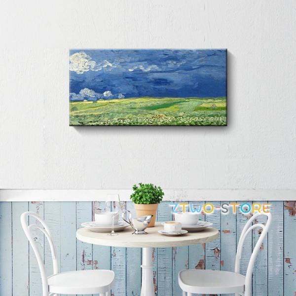 爆買ファブリックパネル  絵画 インテリア 絵 アートフレーム ゴッホ・「荒れ模様の空の麦畑」 プリキャンバス複製画・ギャラリーラップ仕上げ アート リビング プレゼント アートフレーム おしゃれ 飾る グッズ ギフト  35×70cm 壁...