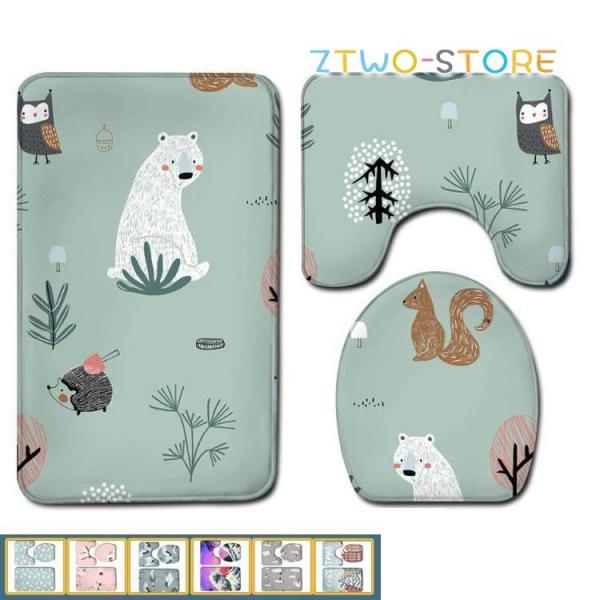 爆買■ 品名：トイレマット3点セット■ 素材：ポリエステル  ■ タイプ：全7タイプ■ サイズ：写真参考■ 産地：中国検索ワード：トイレマット 乾度良好　おしゃれ 北欧 洗える 滑り止め 選べるデザイン 厚手 かわいい 滑りにくい ウォッシ...