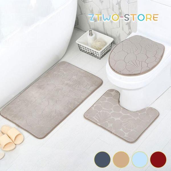 爆買■ 品名：トイレマット3点セット■ 素材：ポリエステル  ■ カラー：全5色■ サイズ：写真参考■ 産地：中国検索ワード：トイレマット 乾度良好　おしゃれ 北欧 洗える 滑り止め 選べるデザイン 厚手 かわいい 滑りにくい ウォッシャブ...