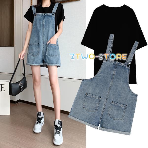 爆買マタニティ パンツ サロペット デニム ダメージ クラッシュ バックリボン ショート 秋冬 オーバーオール オールインワン ジーンズ 短パン マタニティウェア 大きいサイズ ゆったり レディース 大人 マタニティー ショートパンツ ショ...