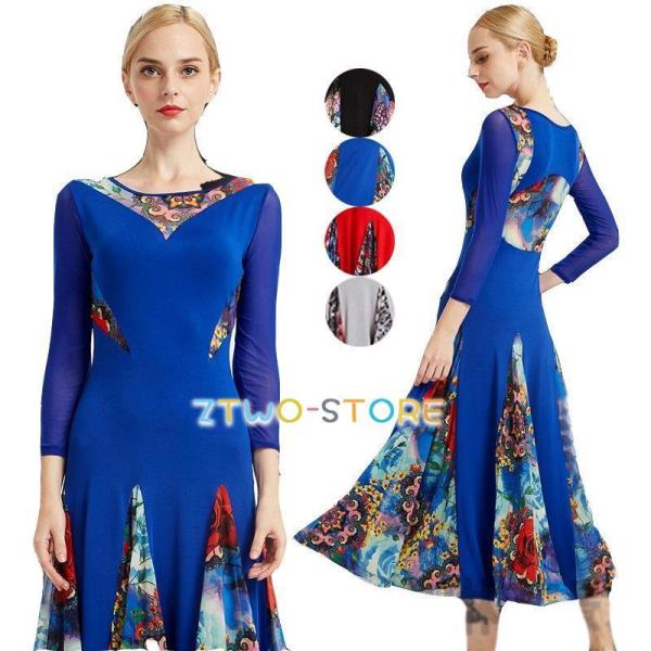 爆買[ セット内容 ]ドレス「記載のないアクセサリー、小物等は付属しません」[ カラー ]レッド/ブルー/ブラック/グレー[ 素材 ]ポリエステルなど[ サイズ ](cm)S/M/L/XL/2XL新作 社交ダンス 衣装 モダンドレス ラテン...