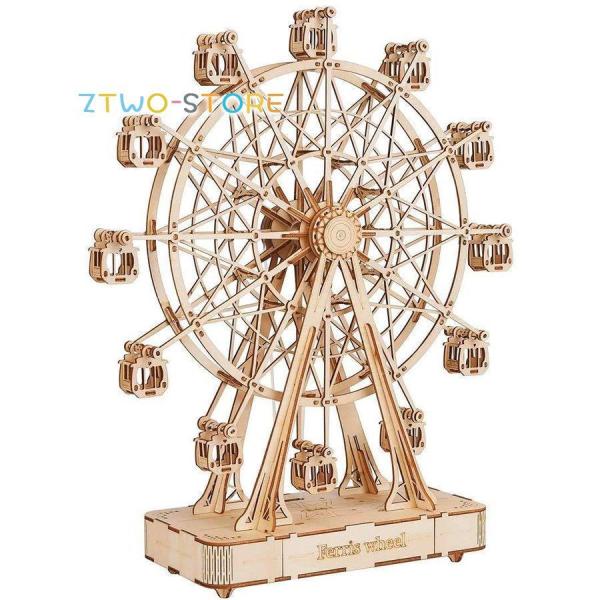 爆買ピース：232pcs組立サイズ：28*10*34cm対象年齢：8歳+立体パズル 木製パズル クラフト プレゼント おもちゃ オモチャ 知育玩具 男の子 女の子 大人 入園祝い 新年 ギフト 誕生日 クリスマス プレゼント 贈り物 観覧車