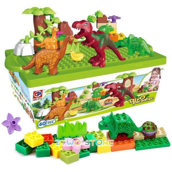 爆買【知育遊び方は無限大?想像力を育てる】40ピースで作れる作品は無限大。おおきな樹、おおきな恐竜、カラフルなブロックなど、１メートル級の大きな作品も作れます！想像力、構成力、空間把握能力を楽しく身に付けることができます。【色彩感覚を養う】...