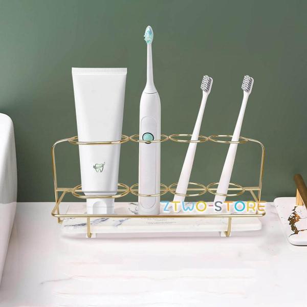 爆買◆人にも環境にもやさしい自然素材の珪藻土を採用するトレー＆メッキ処理されたサビ止め金属製歯ブラシ立て〜お得！◆瞬時に水分を吸収し、清潔に使用でき、洗面所まわりもすっきり片付きます。◆シンプルでおしゃれなデザインで、高級感あふれる空間を演...