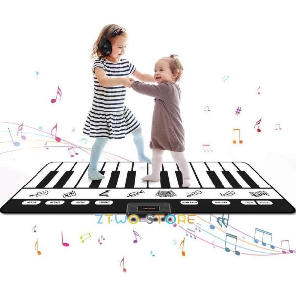 爆買商品名：ピアノミュージックマット素材：不織布サイズ：180*80CM/70.8*31.5IN色：黒い＋白い電源：1.5V AA 電池4本「別売り」【多様な機能】この音楽マットは10デモ曲、8種類の楽器音内蔵しており、スリープモード、録音...