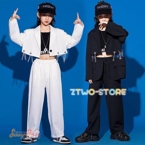 爆買キッズダンス衣装 セットアップ ヒップホップ ジャケット スーツ 女の子 男の子 舞台服 ロングパンツ K-POP 演出服 ステージ衣装 練習着 体操服素 材:ポリエステル/その他セット内容：黒ベストのみ・2点セット（ジャケット+パンツ...