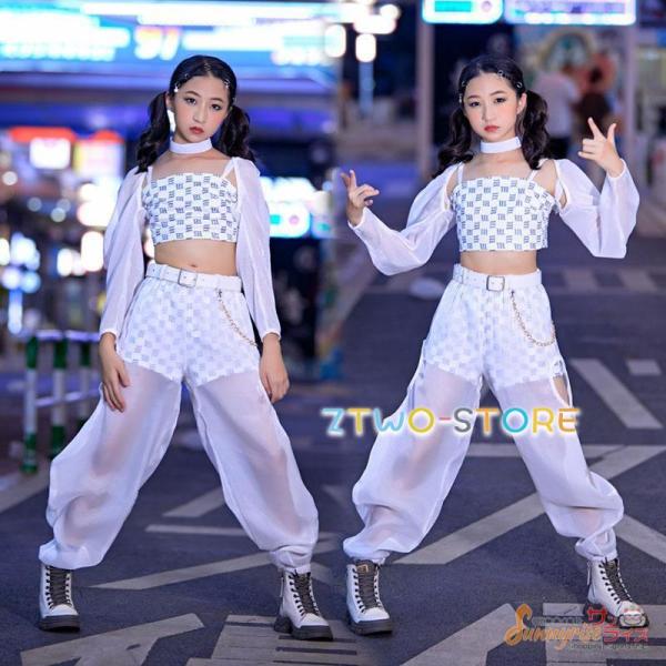 爆買ダンス衣装 ヒップホップ ガールズ レース トップス パンツ  セットアップ へそ出し 派手 K-POPステージ衣装 応援団 練習着 体操服 発表会 hiphop 演出服素材：ポリエステル/その他5点セット（ベスト+トップス+ショートパ...