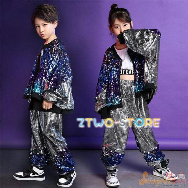 爆買キッズダンス衣装 セットアップ スパンコール衣装 派手 キラキラ ジャケット パンツ   HIPHOP ヒップホップ  ステージ衣装 練習着 演出服素材：ポリエステル/その他内容：2点セット（ジャケット+パンツ）カラー：画像通り参考サイ...