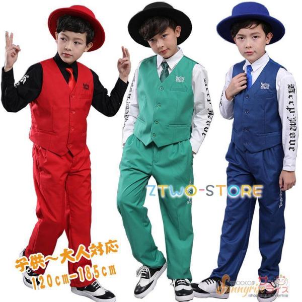 爆買キッズ ダンス衣装 HIPHOP ヒップホップ 子供 大人 スーツ ベストパンツ 白 黒 赤 ベージュ グレー スラックス ステージ衣装 練習着 演出服 体操服素 材:ポリエステル/その他【セット内容：ベスト＋ズボン＋ネクタイ】◆在庫に...