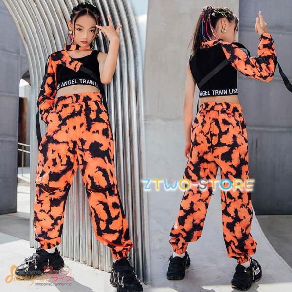 爆買子供服 ダンス衣装 キッズ ガールズ スパンコール 迷彩柄 スリーブ パンツ  へそ出し 演出服 韓国 HIPHOP 演奏会 応援団 ヒップホップステージ衣装 練習着素 材:ポリエステル/その他セット内容：黒タンクトップ+スリーブのみ・...