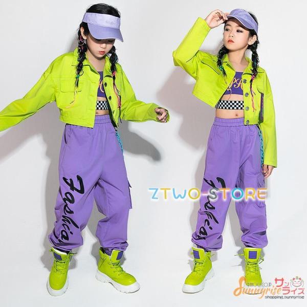 爆買キッズ ダンス衣装 ヒップホップ ガールズ   ジャケット ベスト パンツ へそ出し セットアップ キッズ  ステージ衣装 ジーンズ 練習着 体操服 舞台衣装素 材:ポリエステル/その他セット内容：ベストのみ・ジャケットのみ・パンツのみ...