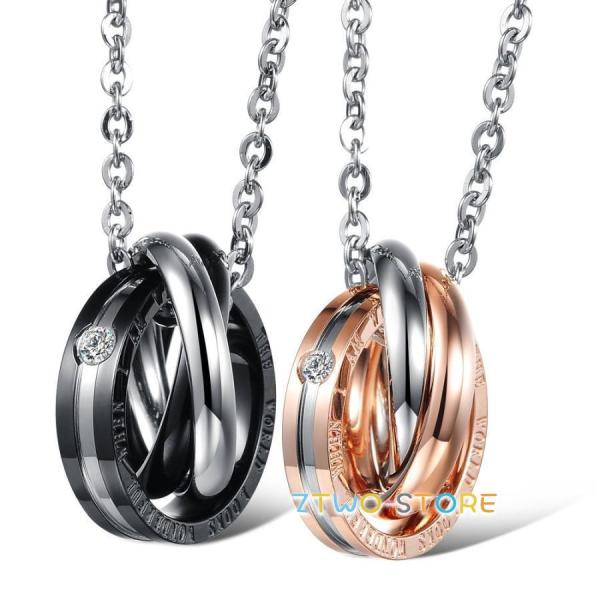 爆買"ETERNAL LOVE""WHEN I AM WITH YOU THE WORLD LOOKS WONDERFUL"意味は『永遠の愛』　『あなたと共にいれば、世界は素晴らしい』ペアネックレスです一粒のキュービックジルコニアが輝いてい...