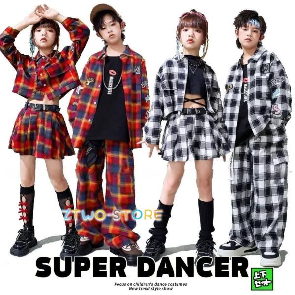 爆買・派手かわいいチェック柄シャツ＋スカートorパンツ上下2点セット!・ダンスの発表会やコンテストなどのチーム衣装としておすすめ★・豊富なサイズ展開でチーム衣装として揃えやすい!＜素材＞【 綿 】※ストレッチなし※裏地なし※ウエストゴムヒッ...