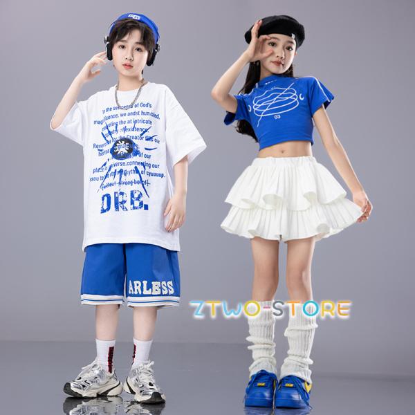 爆買・ブルー×ホワイトコーデが派手かわいいキッズダンス衣装!!・ダンスの発表会衣装としてやダンスレッスン用にもおすすめ★・豊富なサイズ展開でチームで揃えやすい!!＜素材＞【 綿 ポリエステル】※ストレッチあり※裏地なし※ウエストゴム※パンツ...