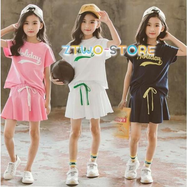 爆買女の子ジャージ セットアップ キッズ半袖 Tシャツ スカート 2点セット スウェット 可愛い 子ども スポーツウェア 夏■素材：綿■セット内容： Tシャツ＋スカート■サイズ：100   オススメ身長90cm110   オススメ身長100...
