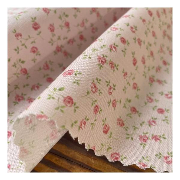 Romantic Flowers〜ミニつるバラ〜直径４ミリほどの可憐なミニバラがランダムに全体に散る使いやすいクラシックな花柄です。グランドの色の濃淡で柄全体の見え方や柄の性格も変わります。<規格>素材：綿100％布幅：約110...