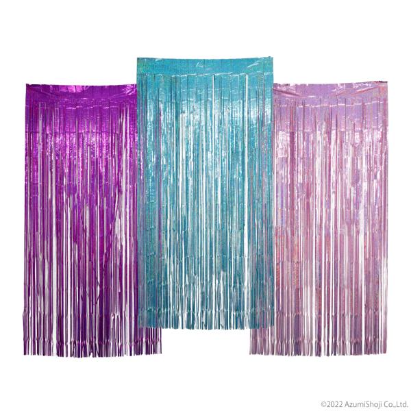 【ホイルフリンジカーテン】キラキラ反射するフリンジカーテンです！【用途】子供の誕生日やクリスマスパーティ、女子会やベビーフォトなどにいかがでしょうか【カラー】ピンク、ブルー、パープルの３色展開！同じ色でそろえたり混ぜてもおしゃれです！【注意...