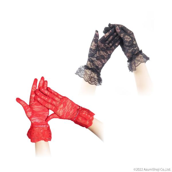 【ウェディングレースグローブ】レッドとブラックの2色展開のレースの手袋です！【おすすめ】結婚式や成人式、卒業式などのイベントに！【和装に！】振袖や、着物、袴にもぴったりです！【他にも】お揃コーデや、コスプレ、地雷ファッションなどに！＜製品詳...