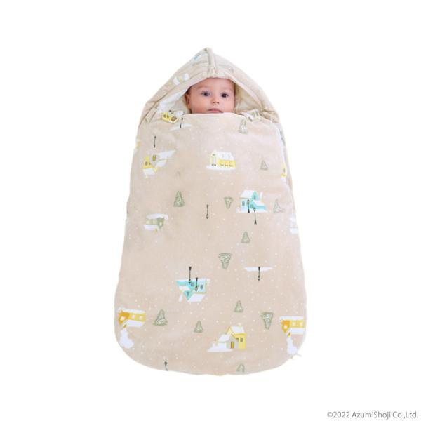 【全身覆い型おくるみ】おむつ交換に便利な固定ベルトが付いているとっても多機能なおくるみです！【敷布団にも頭巾形にも！】気温や体温に合わせて頭部の形を変えられるので、とっても温かいです！【ジッパー付き】掛け布団と敷布団はチャックでつながってい...
